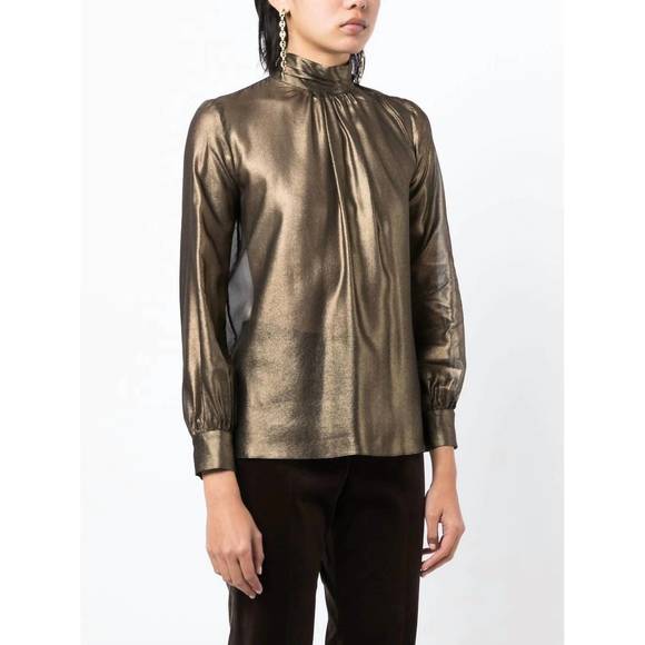 Nili Lotan | Tops | New Nili Lotan Gold Remie Blouse In Gold | Poshmark